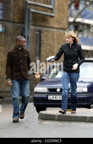 Keeley Hawes (Zoe) and David Oyelowe (Danny) film the third series of ...