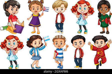 Set of children from different countries Stock Vector Image & Art - Alamy