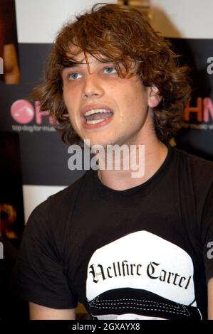Nick Atkinson of pop rockers Rooster at an instore signing and live ...