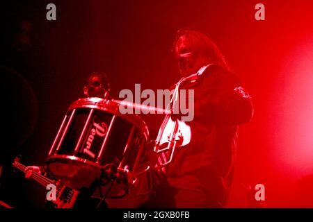 Shawn "Clown" Crahan from Slipknot performs at the PNE Forum in ...