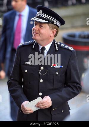 Metropolitan Police Commissioner Ian Blair pauses as he reads a ...