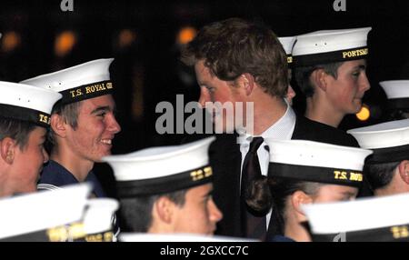 Prince Harry meets sailors when he visits HMS Victory in Portsmouth ...