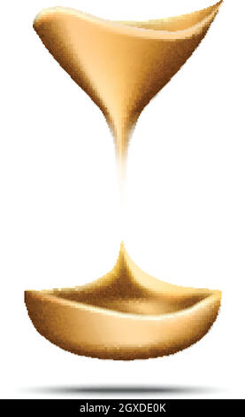 Sand hourglass, glass timer with falling golden grains. Vector ...