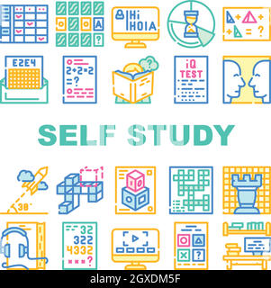 Self Study Lessons Collection Icons Set Vector Stock Vector Image & Art ...