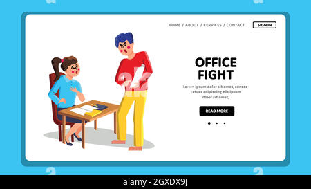Office Fight Colleagues People Quarrel Vector. Young Man Holding ...