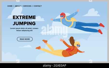 Extreme Jumping From Plane With Parachute Vector. Skydivers Man And ...