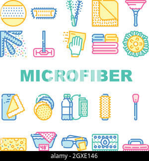 Microfiber For Clean Collection Icons Set Vector Stock Vector Image ...