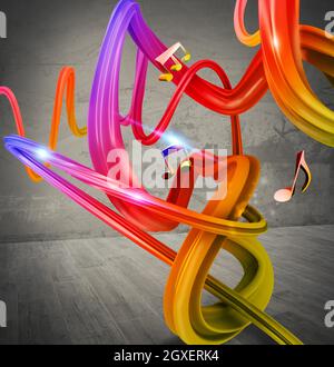 Music background with colored streaks and notes Stock Photo - Alamy