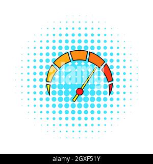 Tachometer icon in comics style on a white background Stock Photo - Alamy