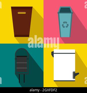 Trash bin garbage banners set in flat style for any design Stock Photo ...