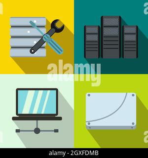 Database banners set in flat style for any design Stock Photo - Alamy