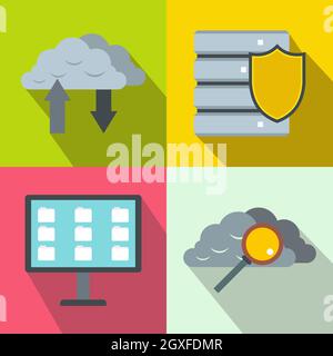 Database banners set in flat style for any design Stock Photo - Alamy