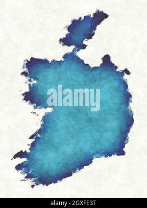 Map of Ireland in blue color Stock Photo - Alamy