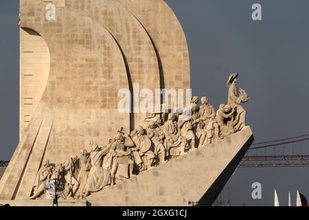Lisbon discovery monument by the river cview Stock Photo - Alamy