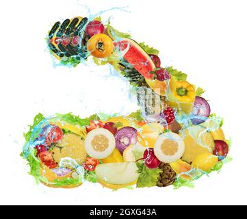 Arm muscles formed from fruits and vegetables Stock Photo - Alamy
