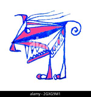 Side view weird monster drawing sketchy cartoon style illustration ...
