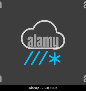 Raincloud with snow vector icon. Meteorology sign. Graph symbol for ...