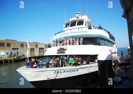 Alcatraz Cruises Islander to Alcatraz Island docked at Pier 33 in ...