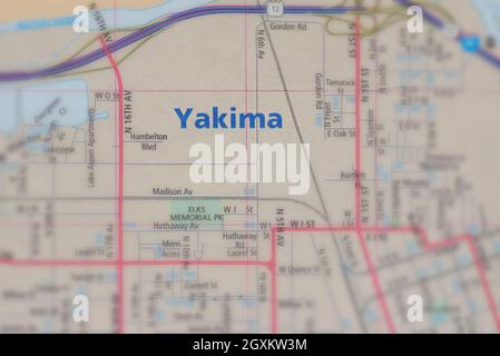 Map of Yakima, Washington Stock Photo - Alamy