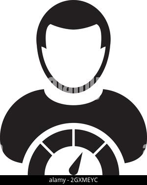 Social credit score icon scoring meter vector male user person profile ...