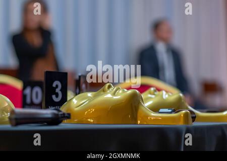 Mafia game the mask and gun on black table. Game tournament concept ...