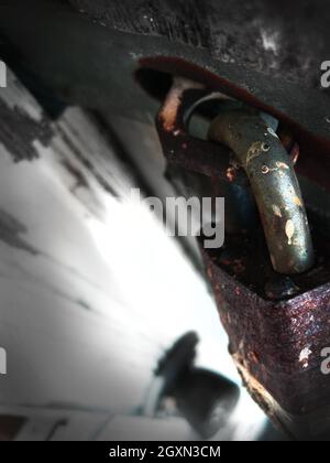 close up of metal lock on wooden country gate Stock Photo - Alamy