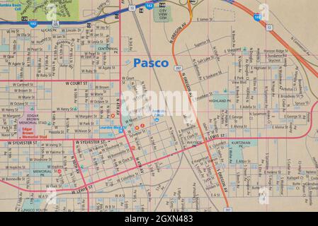 Map of Pasco, Washington Stock Photo - Alamy
