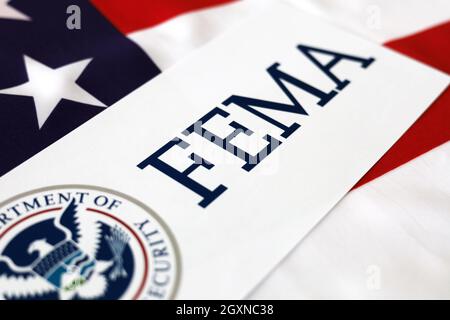 Logo FEMA with United State of America flag Stock Photo - Alamy