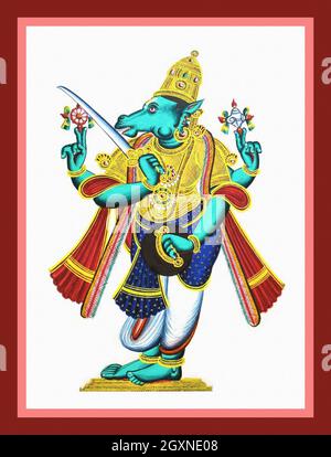 Deity Vishnu as Kalki Stock Photo - Alamy