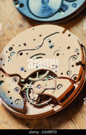 mechanism of old watch showing gears Stock Photo - Alamy
