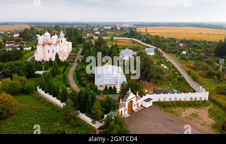 Aerial view of Paisievo-Galichsky Assumption Convent. City of Galich ...