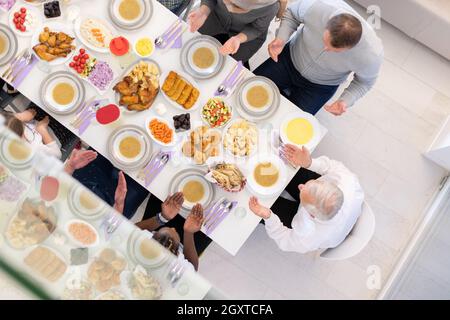 Top view of muslim family having Iftar during Ramadan holy month Stock ...