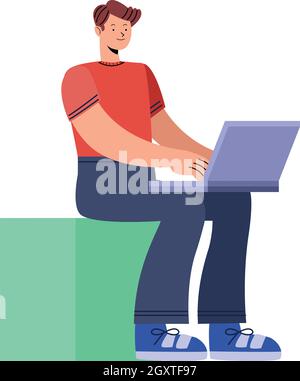 man using laptop avatar character Stock Vector Image & Art - Alamy