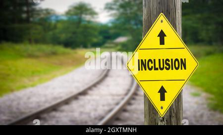 Street Sign the Direction Way to Inclusion Stock Photo - Alamy