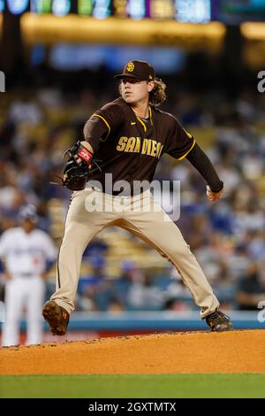San Diego Padres starting pitcher Dylan Cease throws to the Washington ...