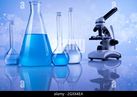 Microscope, Glassware, Laboratory beakers,Science experiment Stock ...
