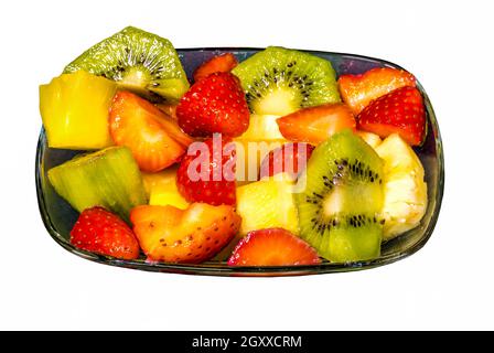fresh fruit macedonia cut into cubes,Isolated blank background with ...