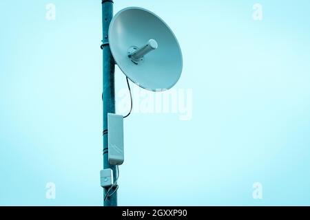 Wireless access point antenna installation on street pole Stock Photo ...