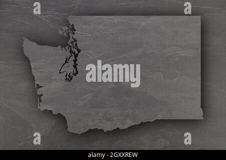 Map of Washington on dark slate Stock Photo - Alamy