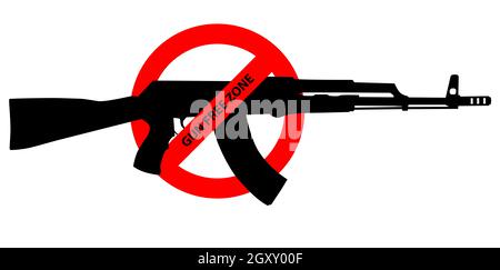 Caution sign about gun control. Restricted area, guns banned. Vector ...