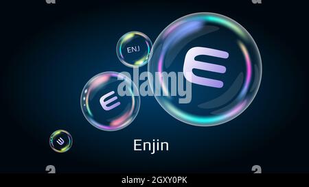 Enjin ENJ cryptocurrency token symbol in circle with PCB tracks on gold ...