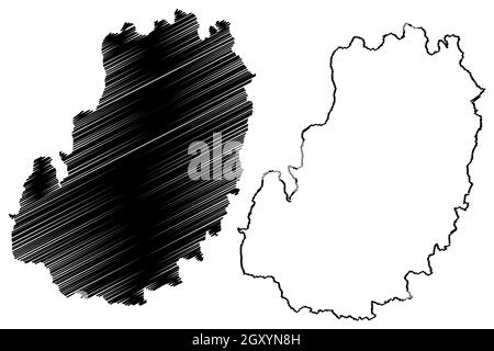 Durg district (Chhattisgarh State, division, Republic of India) map ...