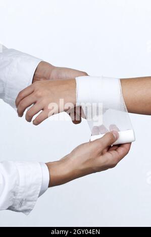 women hand with adhesive bandage Stock Photo - Alamy