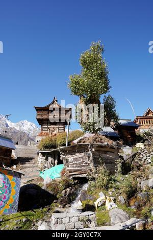 A scenic view of the Chitkul village, Sangla Valley, India Stock Photo ...