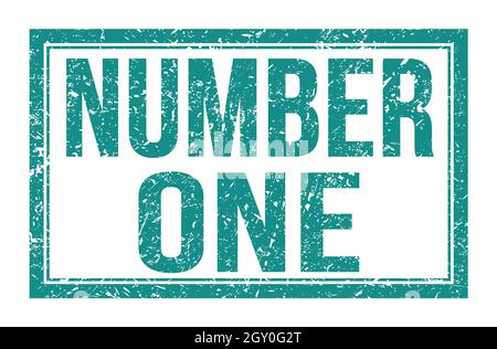 NUMBER 1, words written on blue rectangle stamp sign Stock Photo - Alamy