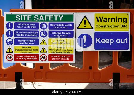 Health & Safety notice on building site Stock Photo - Alamy