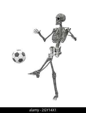 skeleton cartoon is playing football, 3d illustration Stock Photo - Alamy