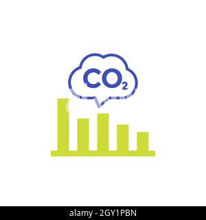 co2, carbon emissions levels chart icon, vector Stock Vector Image ...