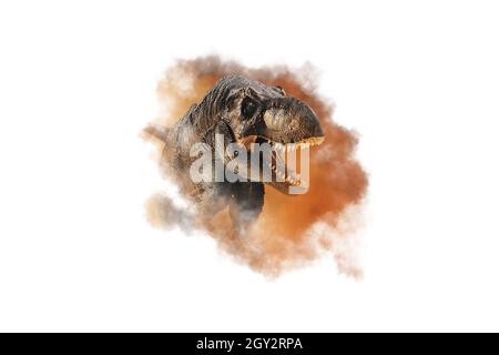Tyrannosaurus T-rex ,dinosaur on smoke background Stock Photo - Alamy