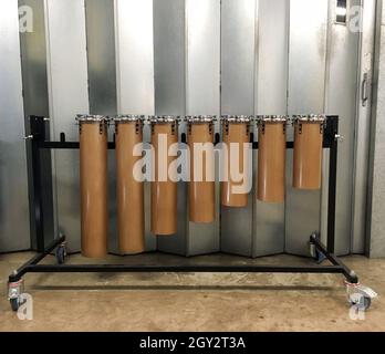 Boobams tubular pitched drums on a tilting frame Stock Photo - Alamy